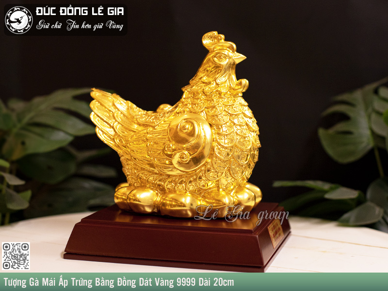 Tượng Gà Mái Ấp Trứng Vàng Bằng Đồng Dát Vàng 9999 Dài 20cm | Lê Gia ...