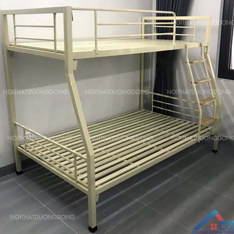 Giường sắt lệch tầng hộp vuông rộng 1m2 màu trắng -GT 23