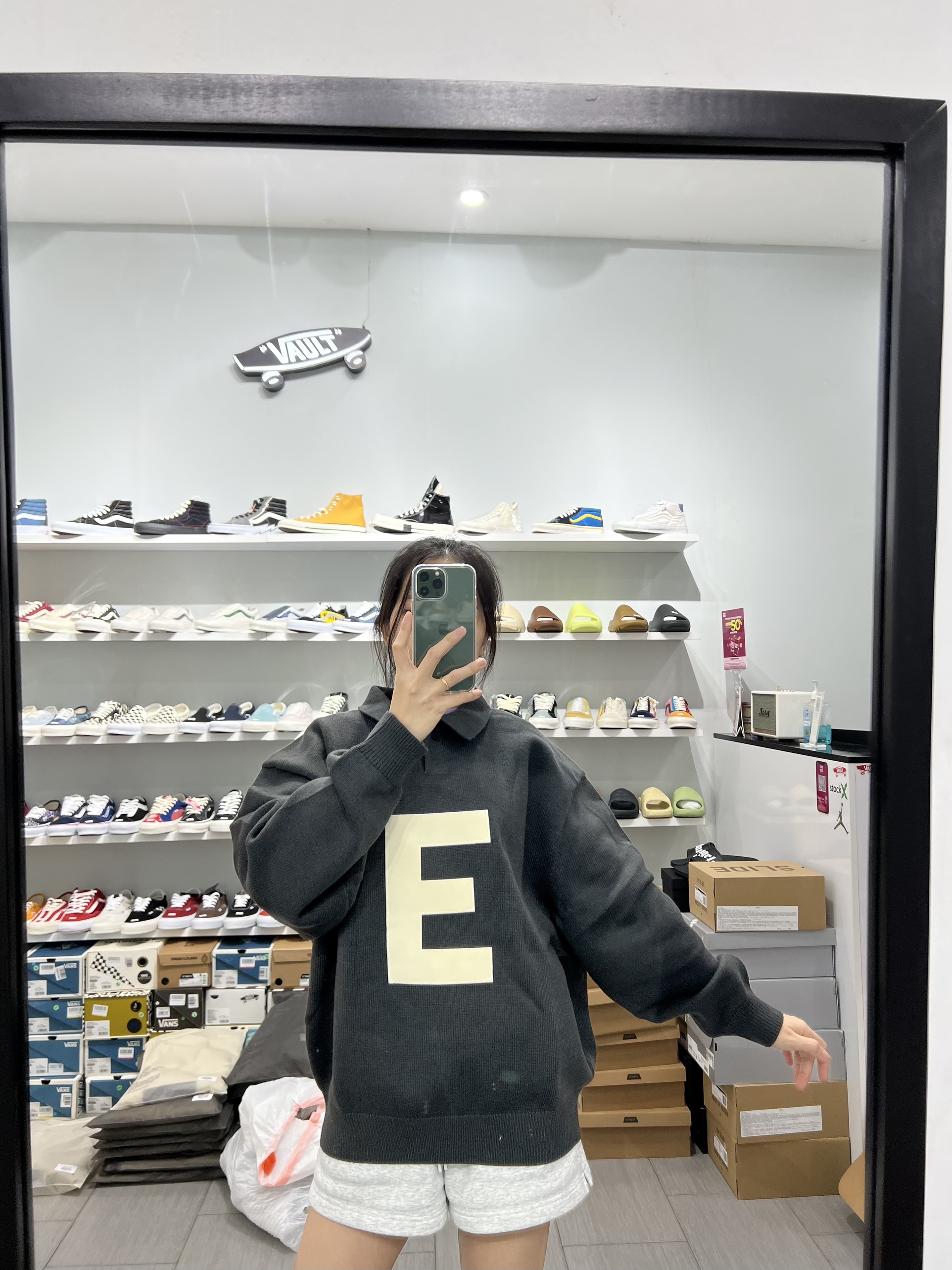 Polo Knit Big E Fear Of God Essentials Iron - VAULT VIETNAM