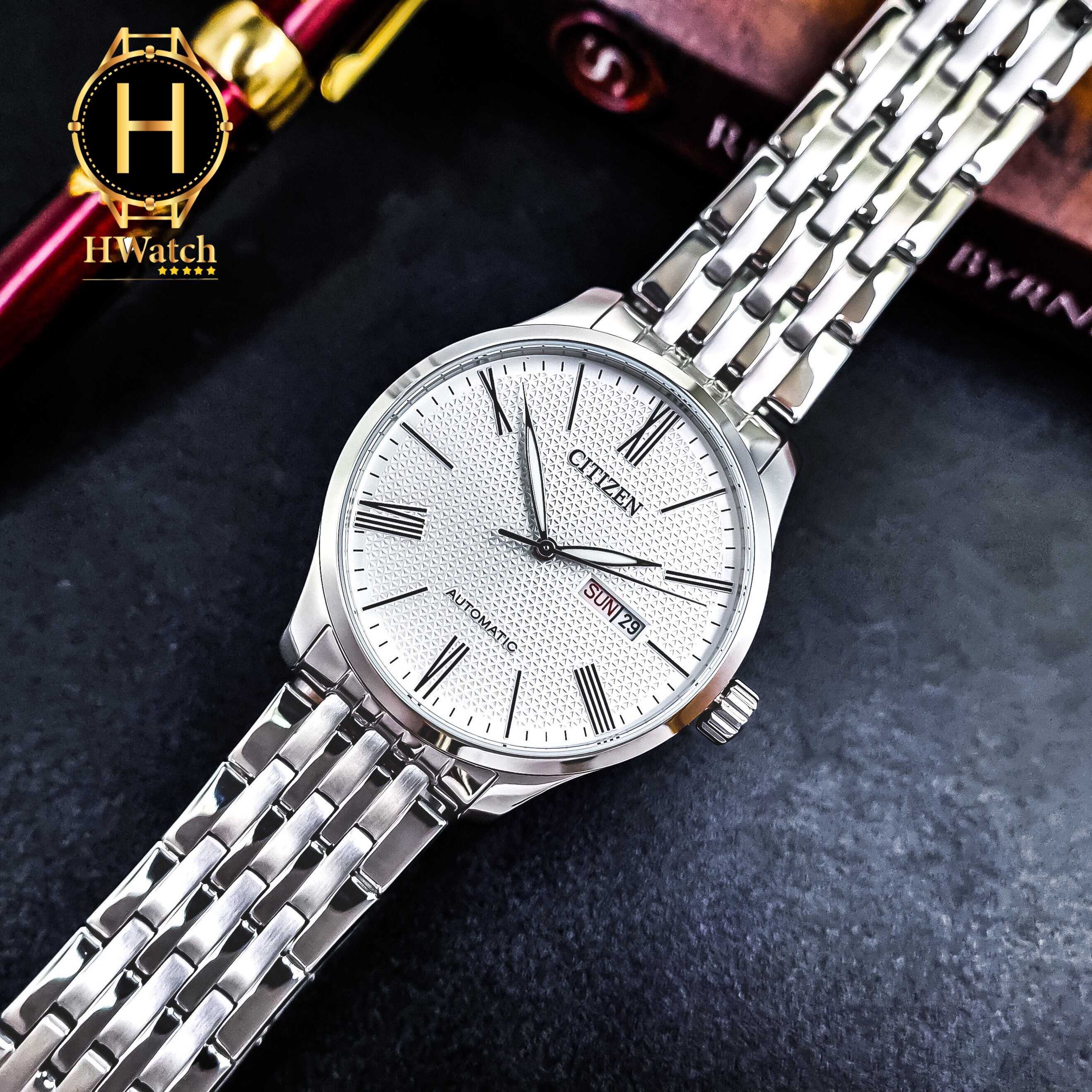 Đồng Hồ Nam Citizen NH8350-59A Automatic Dây Thép Trắng Mặt Trắng | Hwatch.com.vn