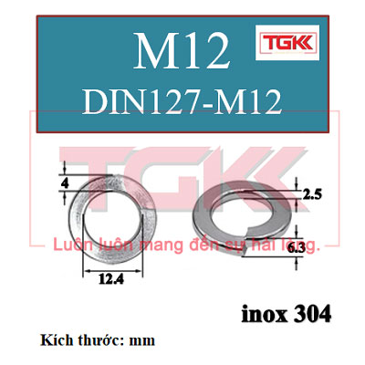 Long đen vênh inox 304-DIN127-M12 Siêu thị ốc vít