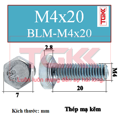 Bu lông mạ-M4x20 Siêu thị ốc vít