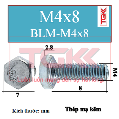 Bu lông mạ-M4x8 Siêu thị ốc vít
