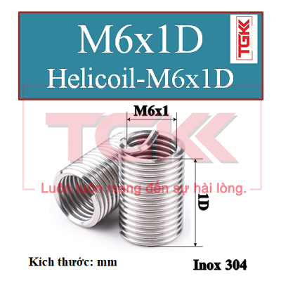 Ren cấy Helicoil M6x1x1d (6mm) sus304 Siêu thị ốc vít