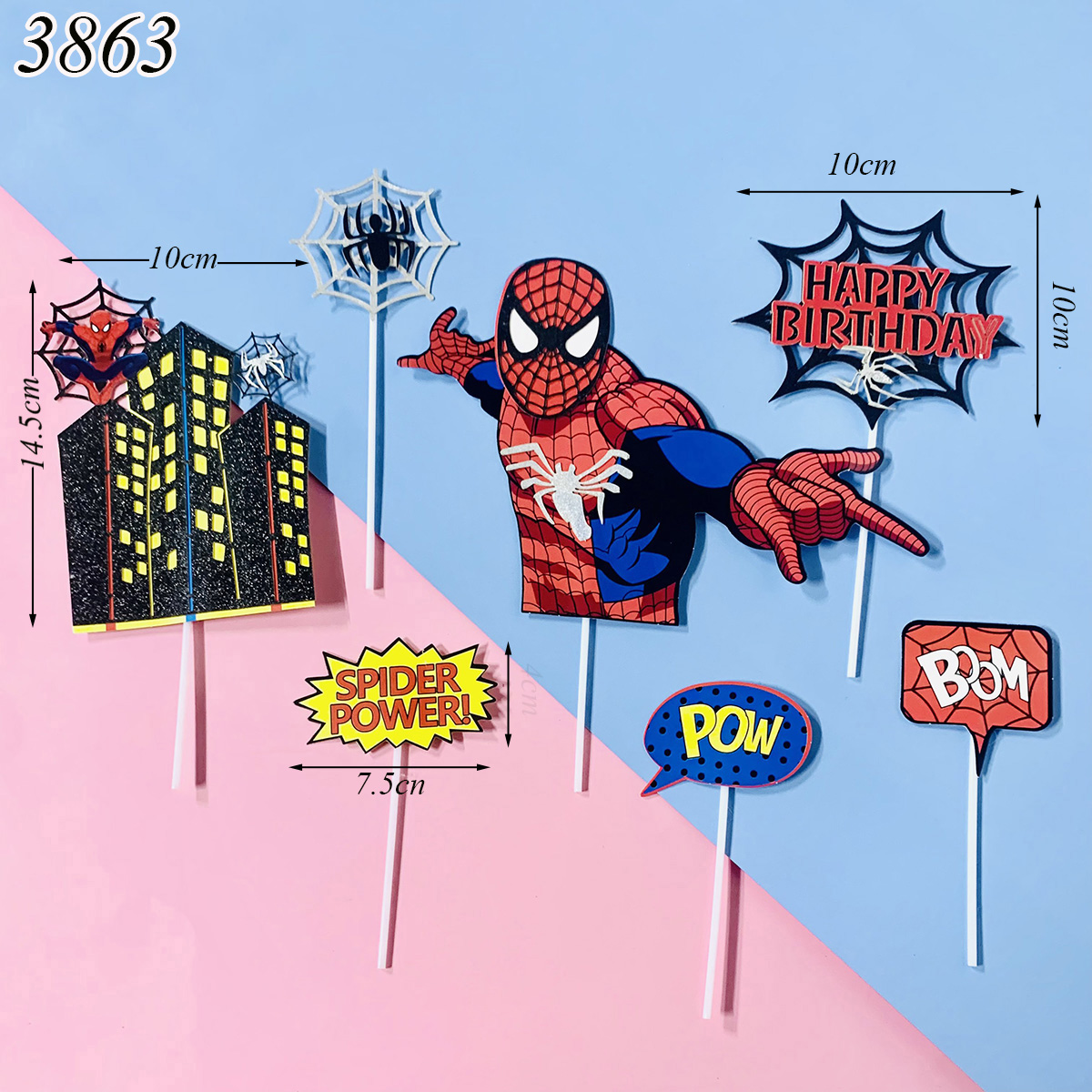 SCG-set cắm siêu nhân nhện đỏ tay to TQ. Phụ kiện sinh nhật Hướng Dương