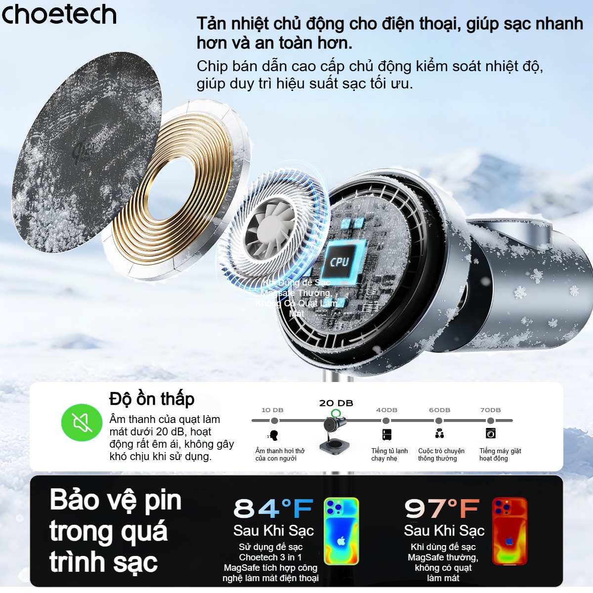 Đế sạc nhanh không dây 3 in 1 Choetech T641-G 25w chuẩn Qi2 tích hợp ...