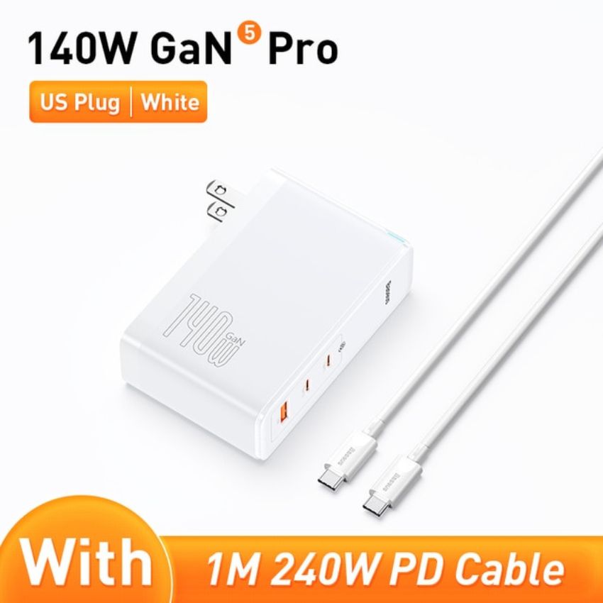 Bộ Sạc Nhanh Baseus GaN 5 Pro Fast Charger 140W (kèm cáp C to C , Type ...