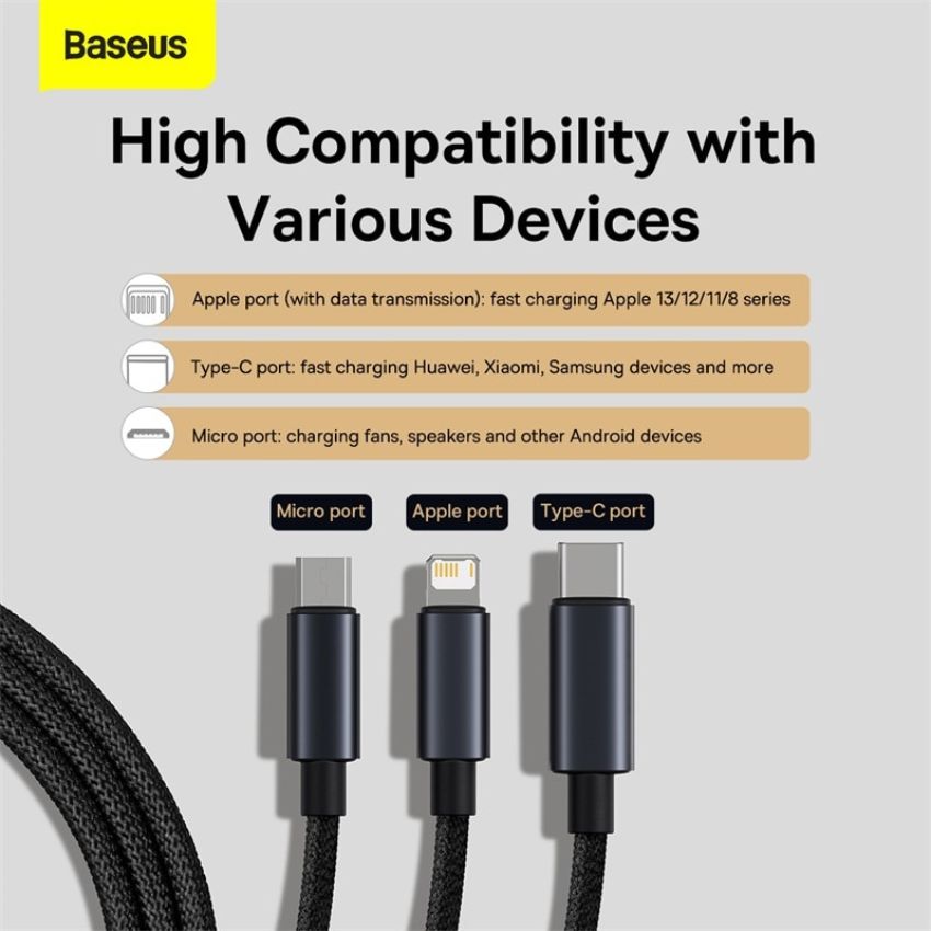 Cáp 3in1 Minimalist Series Fast Charging Data Cable USB to Micro ...