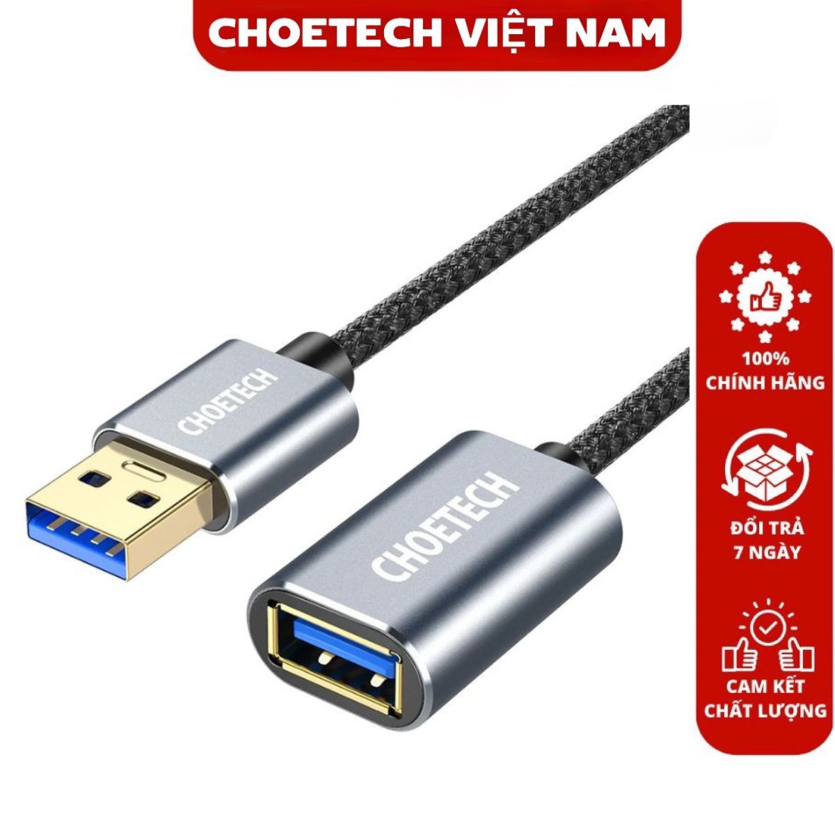 Cáp nối dài USB (dương) sang USB (âm) thương hiệu Choetech XAA001 (Hàng ...