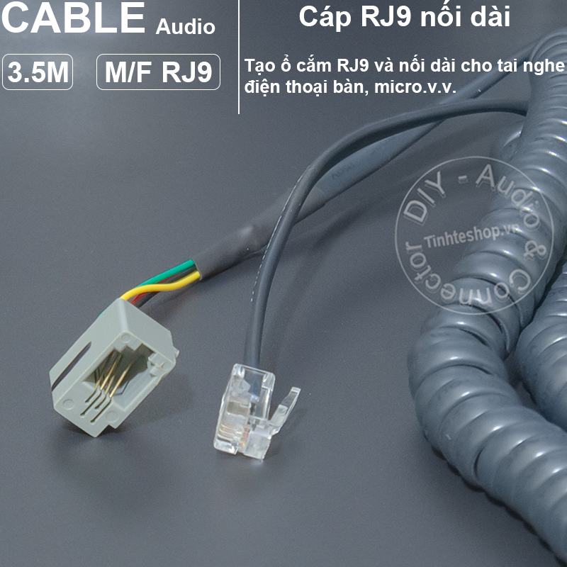 Cáp RJ9 nối dài 1 đến 5 mét - DIY 4 pin RJ9 male to female phone cable ...