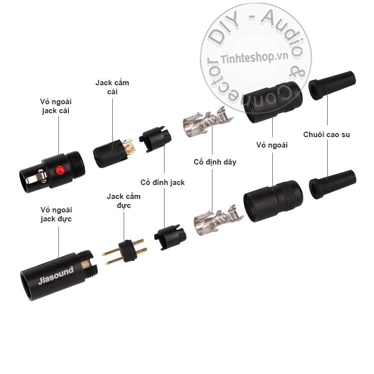 Jack mini XLR 6 pin đực - DIY mini male XLR audio jack | Tinh Tế Shop