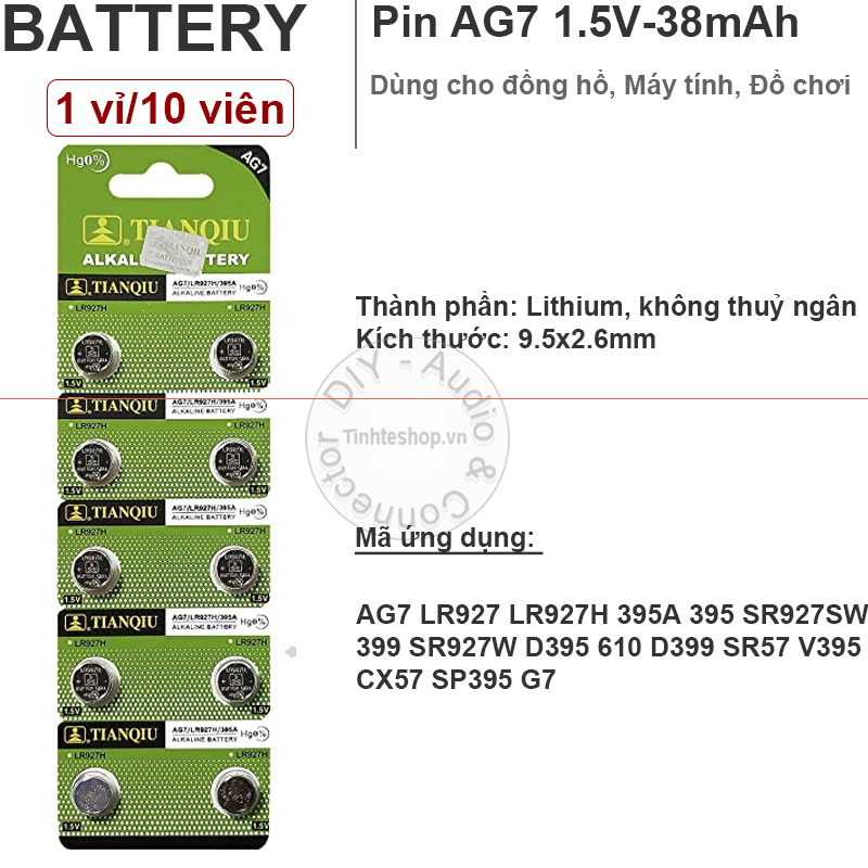 Pin cúc áo AG7 LR927 LR927H 395A 395 SR927SW 399 395 SR927W | Tinh Tế Shop