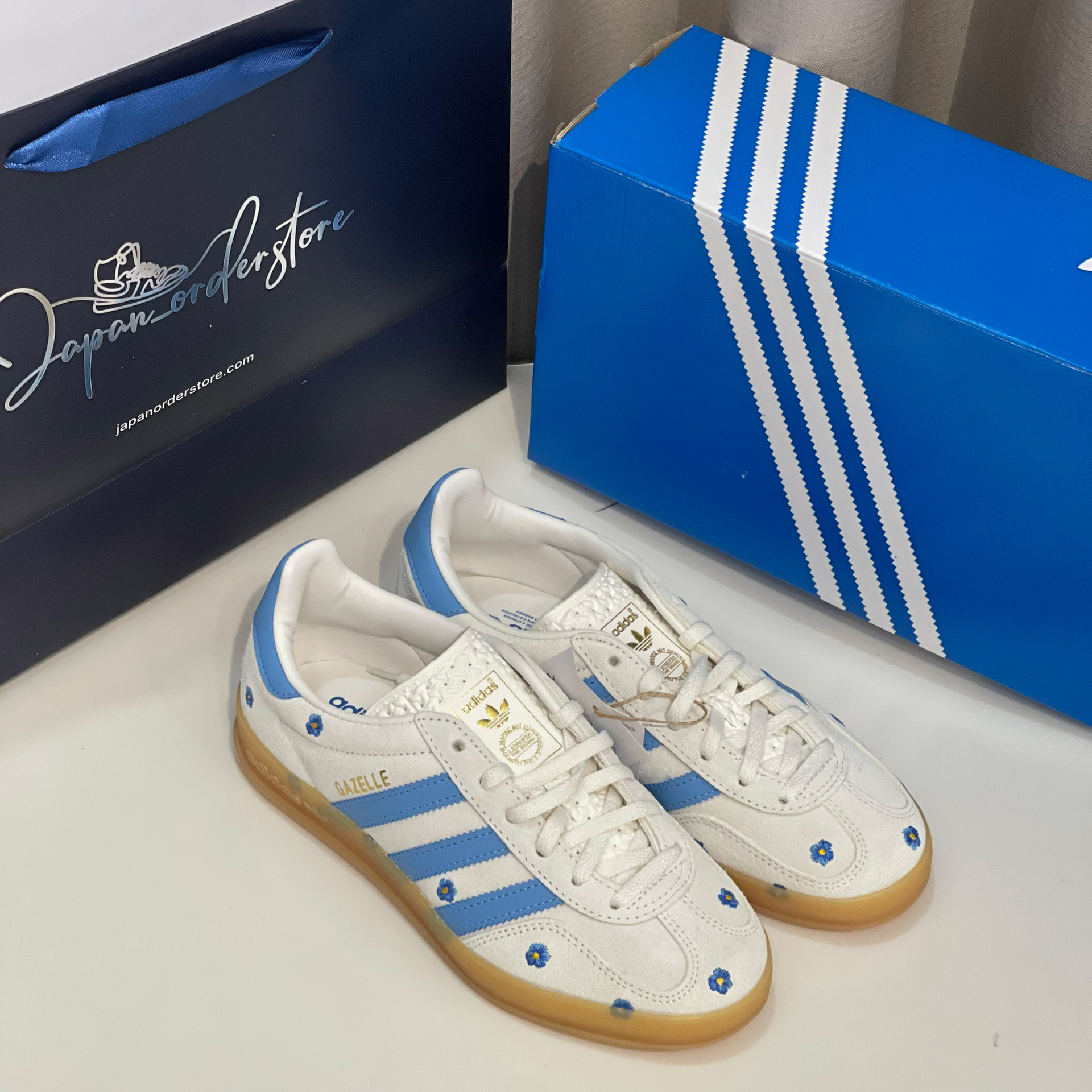 Giày Adidas Gazelle Indoor Light Blue Floral IF4491