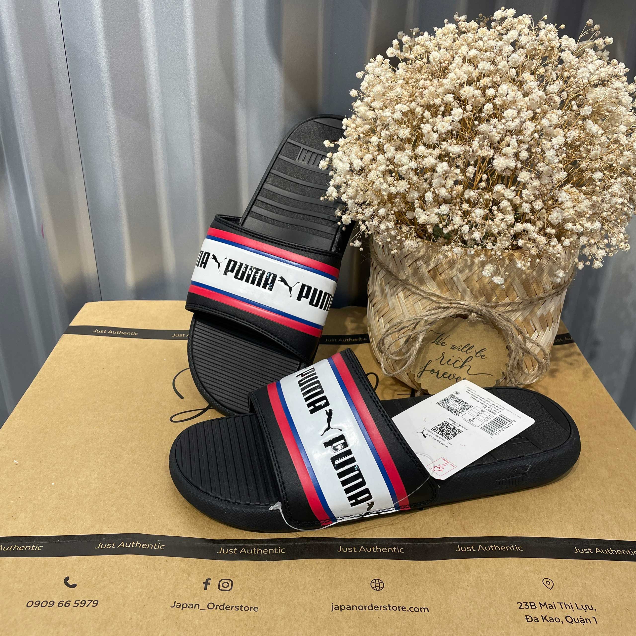 Dép Puma Cool Cat Black Stripe Repeat 385887-01