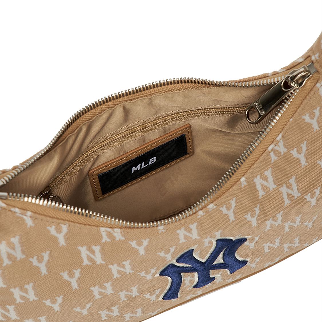 Túi MLB Monogram Jacquard Hobo màu Beige | 3ABQS012N-50BGD
