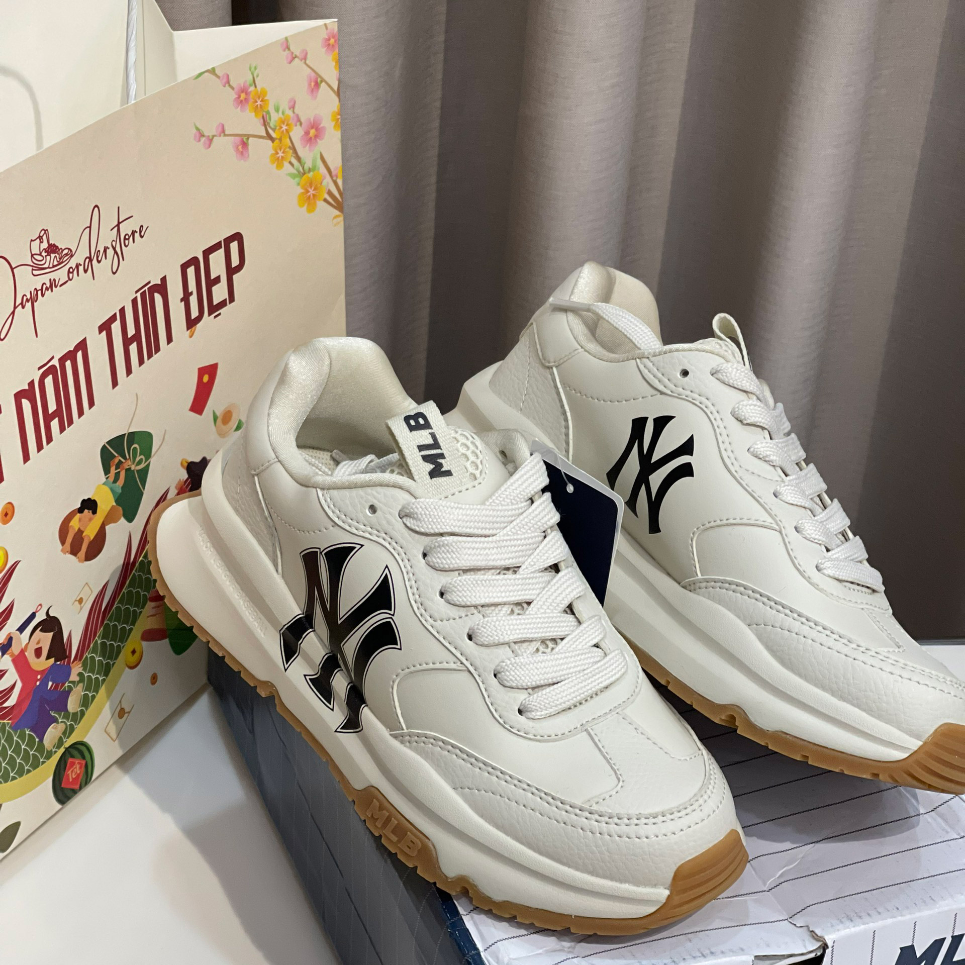 Giày MLB Chunky Runner New York Cream 3ASHCRB3N- 50CRS