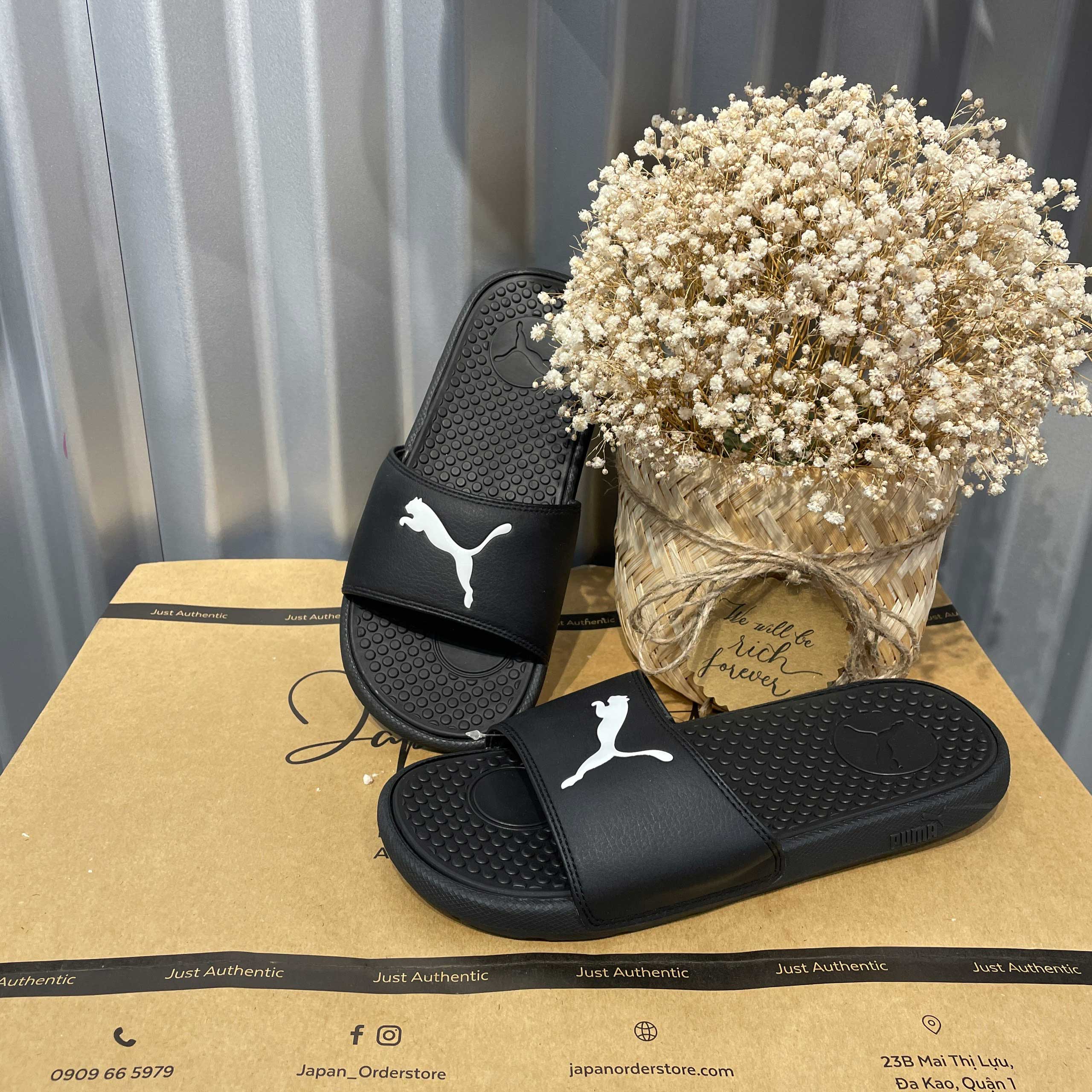 Dép Puma Cool Cat Black Logo White 371016 04