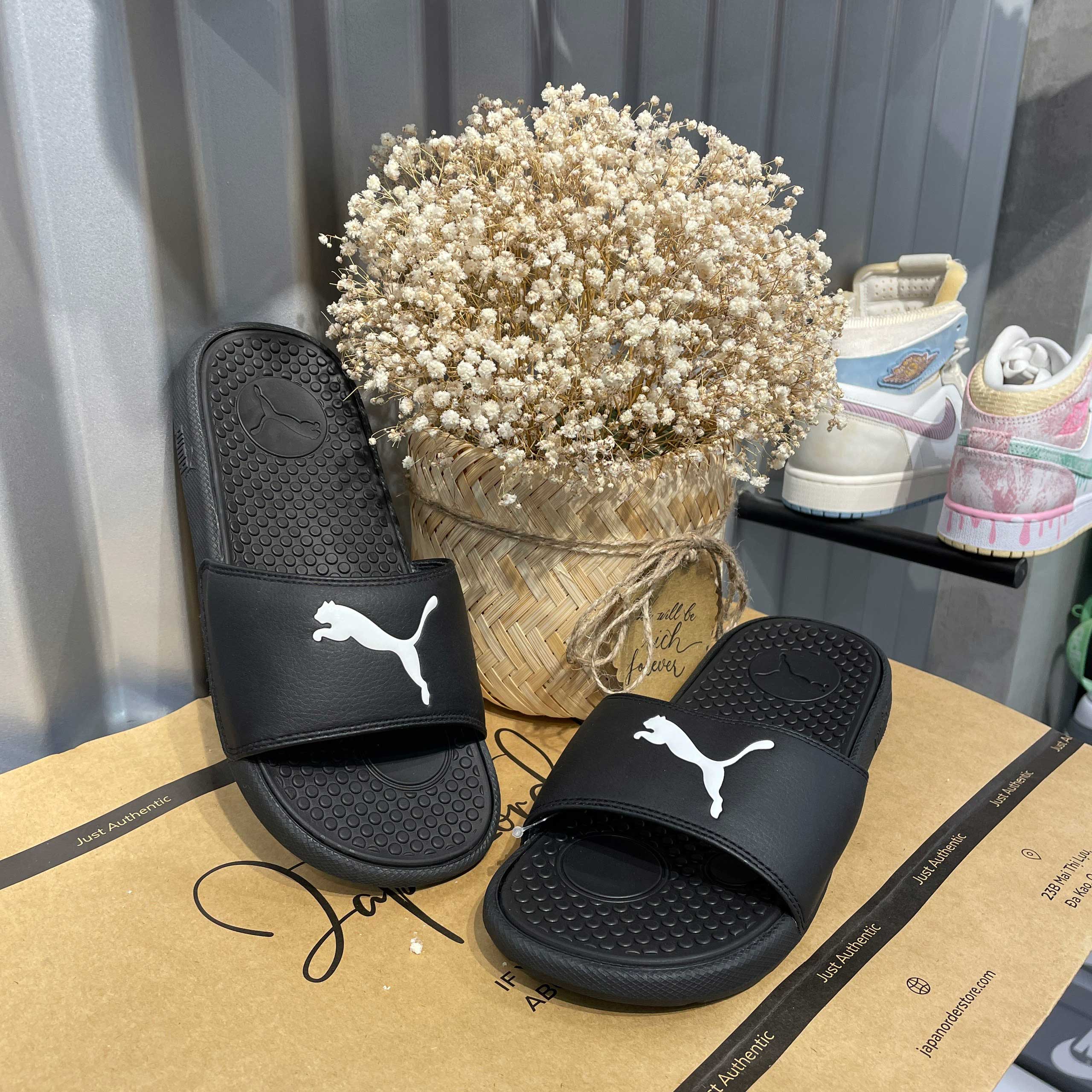 Dép Puma Cool Cat Black Logo White 371016 04