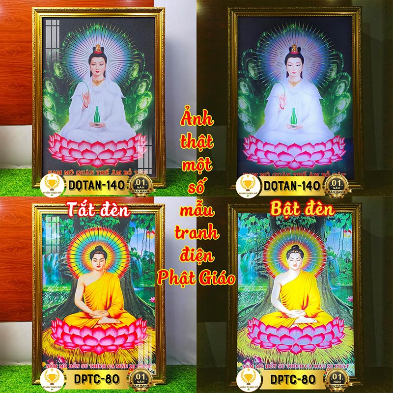 Tranh Địa Tạng Vương Bồ Tát Đứng Có Đèn CHÂN THIỆN MỸ, Treo Tường Trang ...