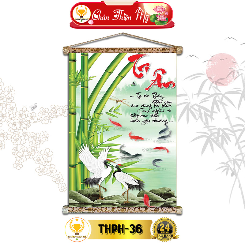 Tranh Thư Pháp Treo Tường ChÂn ThiỆn MỸ Tranh Canvas Phủ Kim Sa
