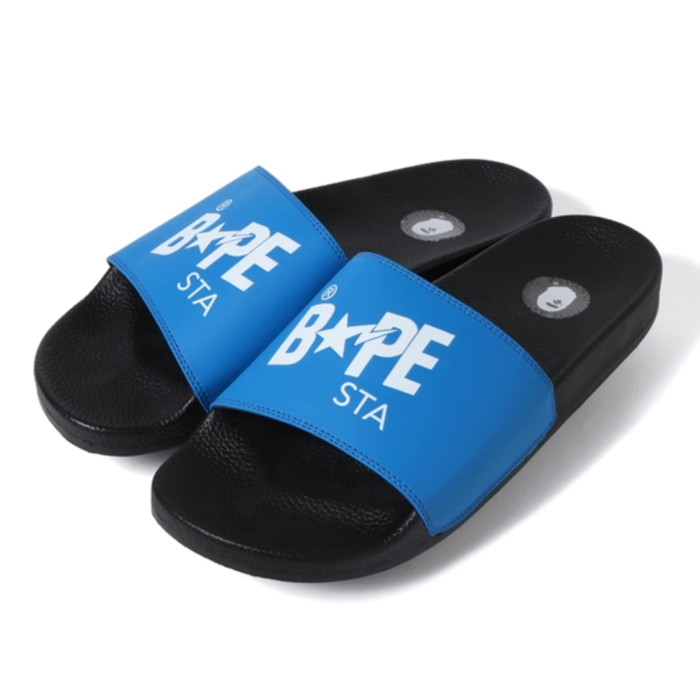 A BATHING APE BAPE STA SLIDE BLACK BLUE - SHIBUYA TOWN