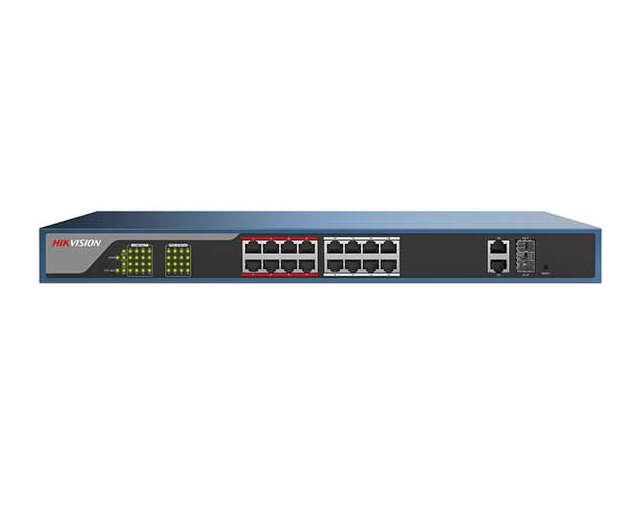 Switch POE 16P HIK DS-3E1318P-EI/M (16x100M, 2p Uplink Giga, 1 SFP Giga ...
