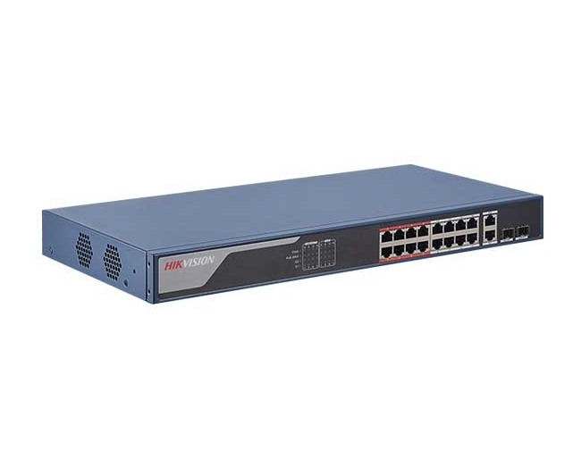 Switch POE 16P HIK DS-3E1318P-EI/M (16x100M, 2p Uplink Giga, 1 SFP Giga ...