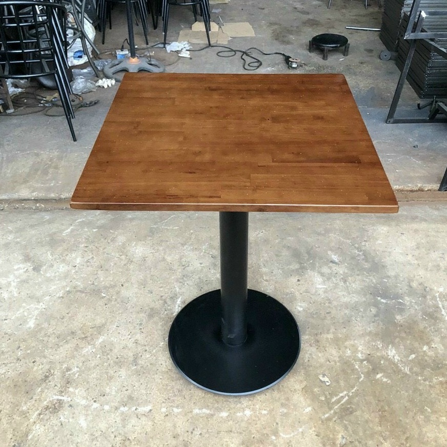 Bàn cafe chân sắt mặt gỗ cao su vuông hoặc tròn phi 60 BA221