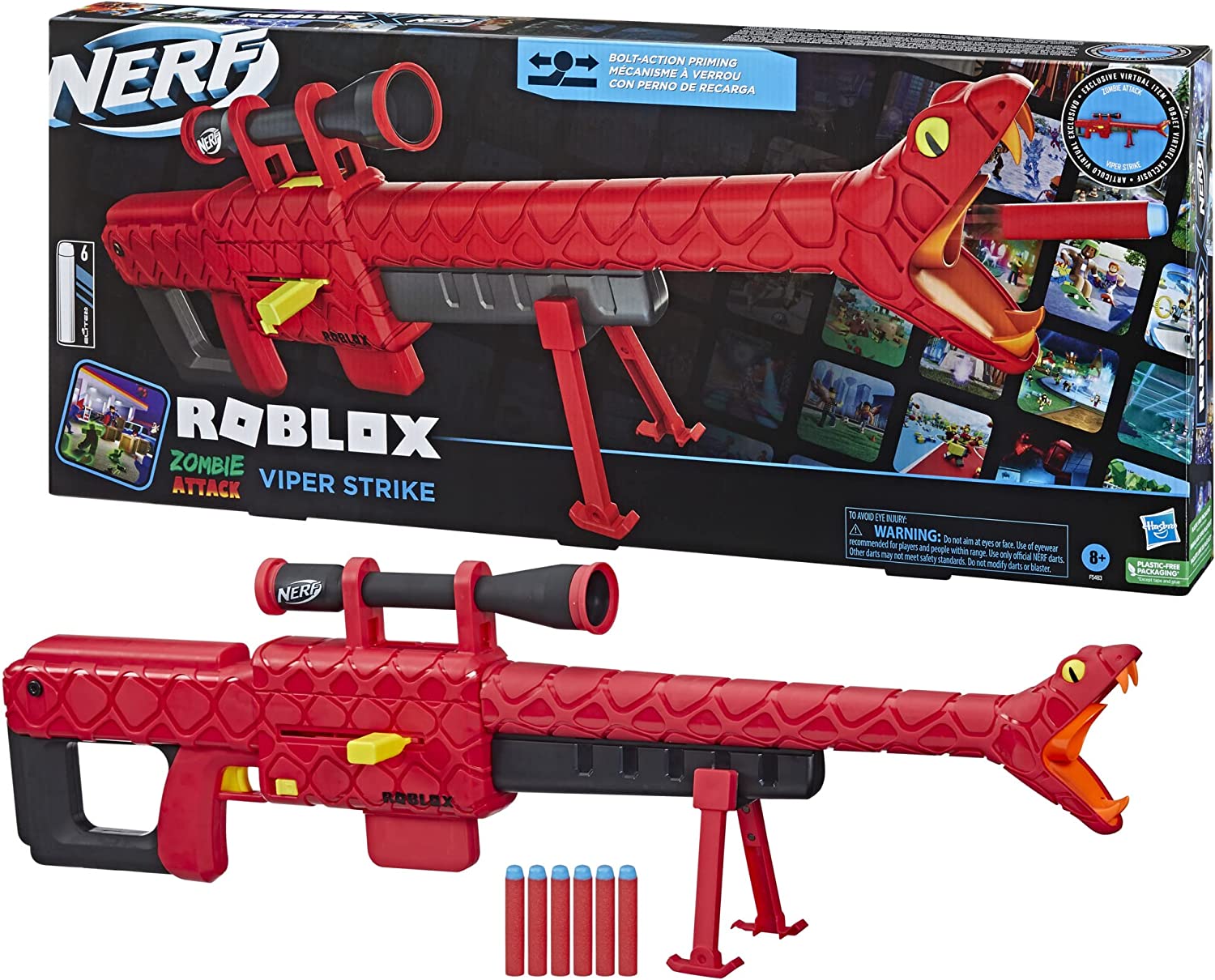 Nerf Roblox Zombie Attack: Viper Strike Nerf Sniper-Inspired Blaster ...