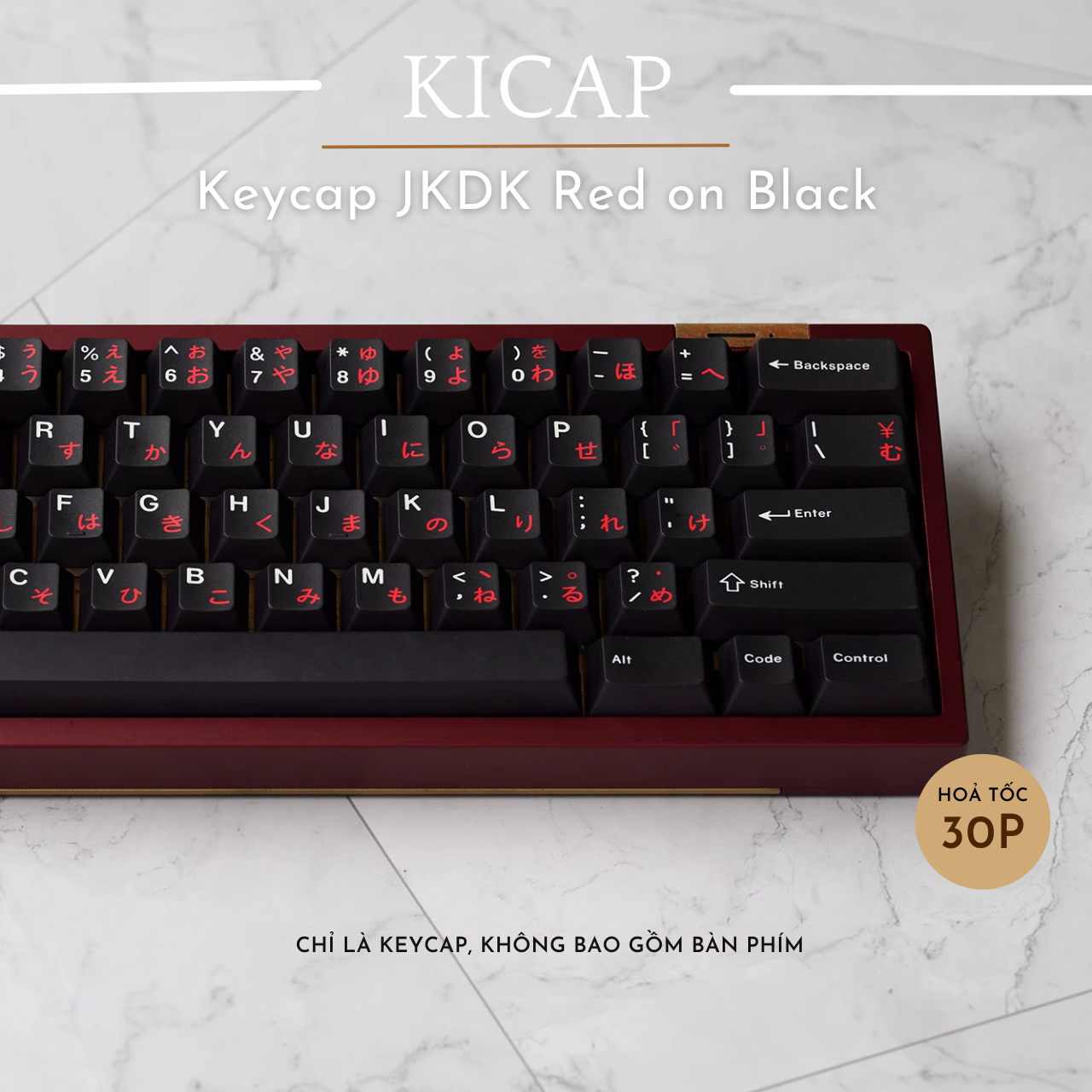 Bộ keycap cherry JKDK Red on Black | Kicap