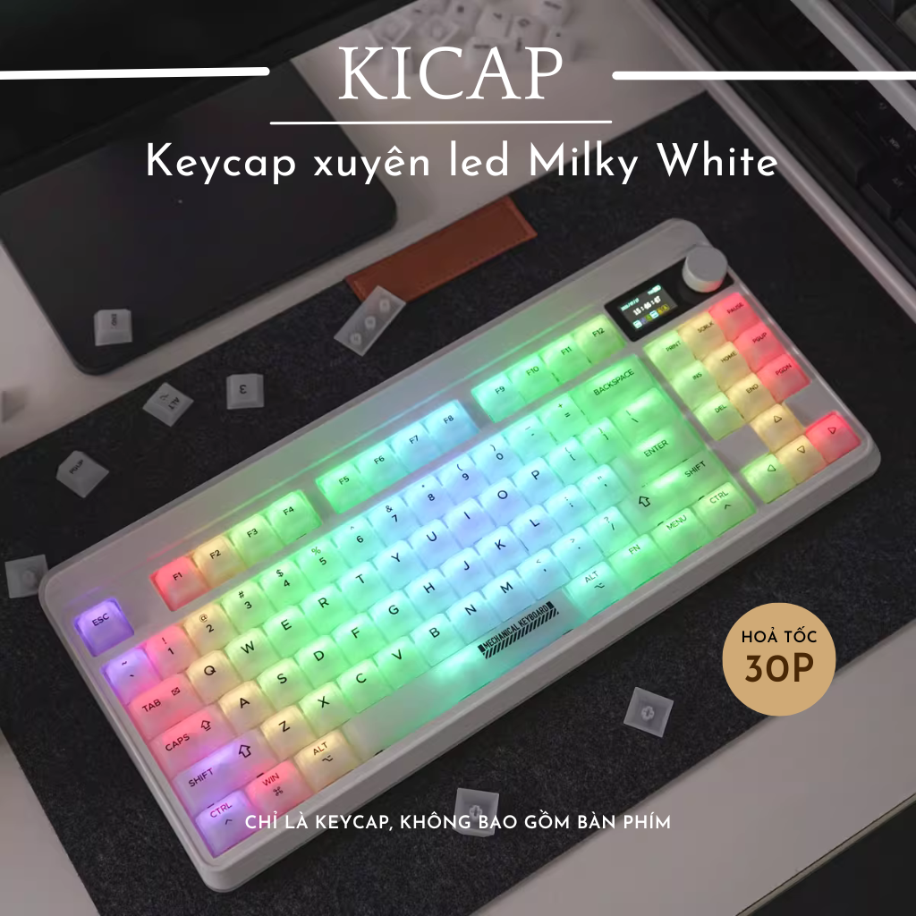 Keycap Cherry Xuyên Led Milky White trong mờ | Kicap