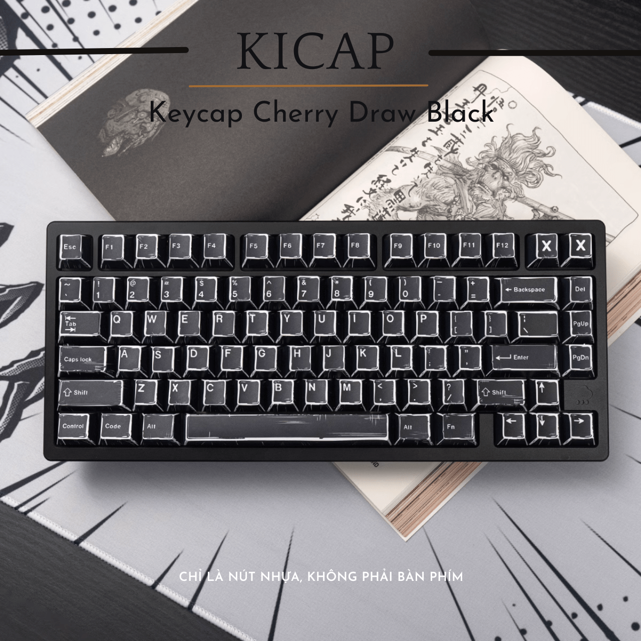 Bộ keycap Cherry Draw Black | Kicap