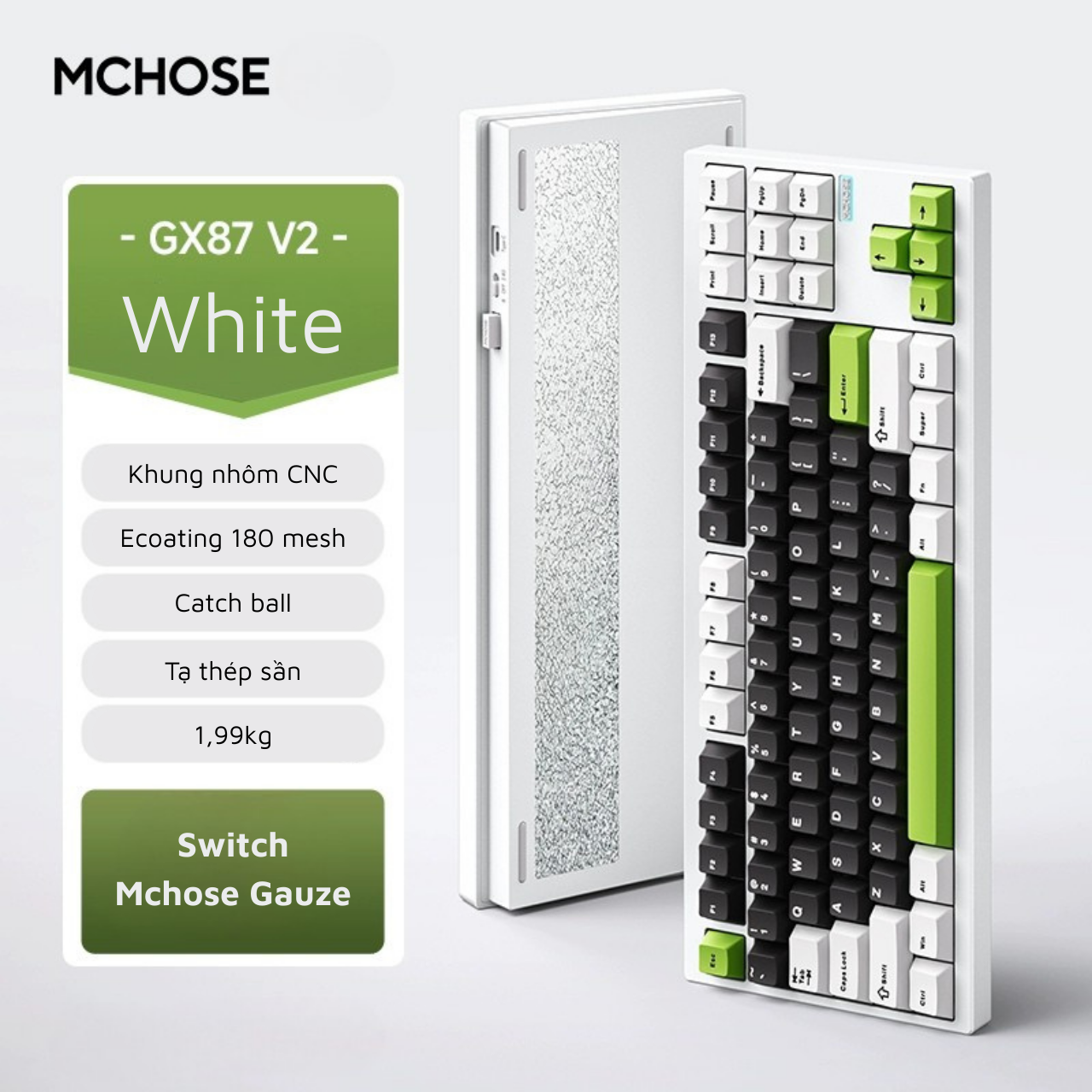 Bàn phím cơ Mchose GX87 V2 - Catch Ball, Anode siêu mịn | Kicap