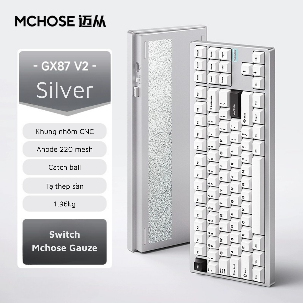 Bàn phím cơ Mchose GX87 V2 - Catch Ball, Anode siêu mịn | Kicap