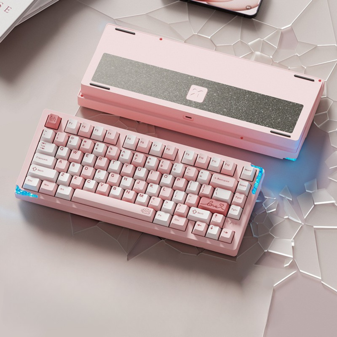Stars75 - Bàn phím cơ Weikav 75% khung nhôm CNC, 3 mode, có góc LED vỡ siêu đẹp | Kicap