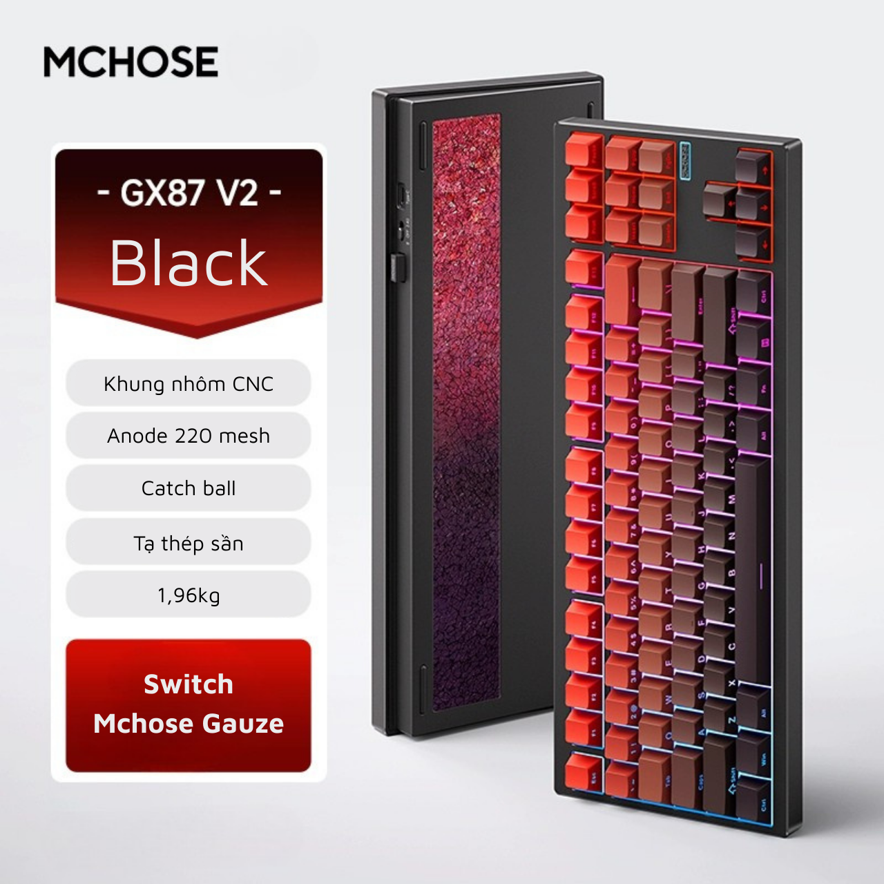 Bàn phím cơ Mchose GX87 V2 - Catch Ball, Anode siêu mịn | Kicap