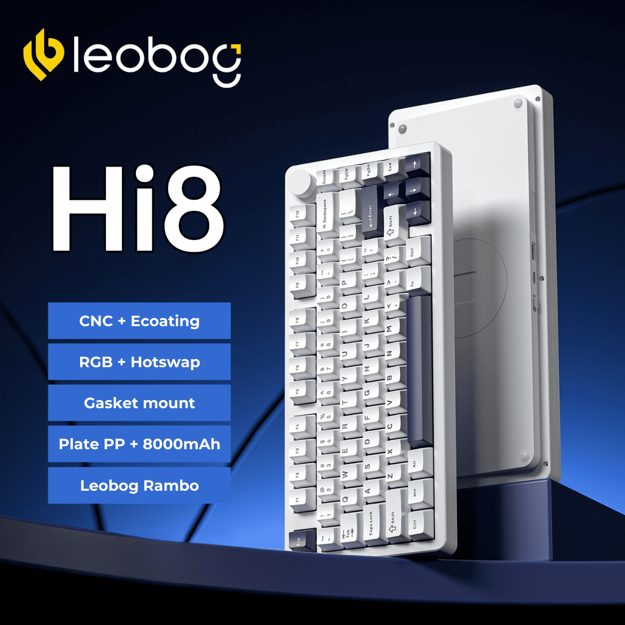 Bàn phím cơ Leobog Hi8 - Khung nhôm CNC nguyên khối, Núm xoay cao cấp | Kicap
