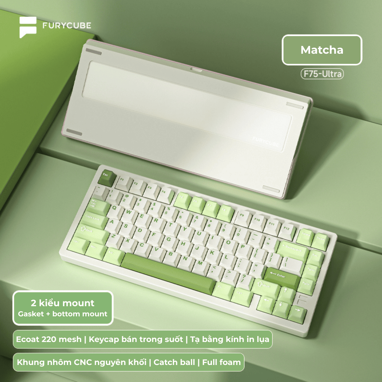 Bàn phím cơ Furycube F75 Ultra - Khung nhôm CNC, Catch ball cao cấp | Kicap