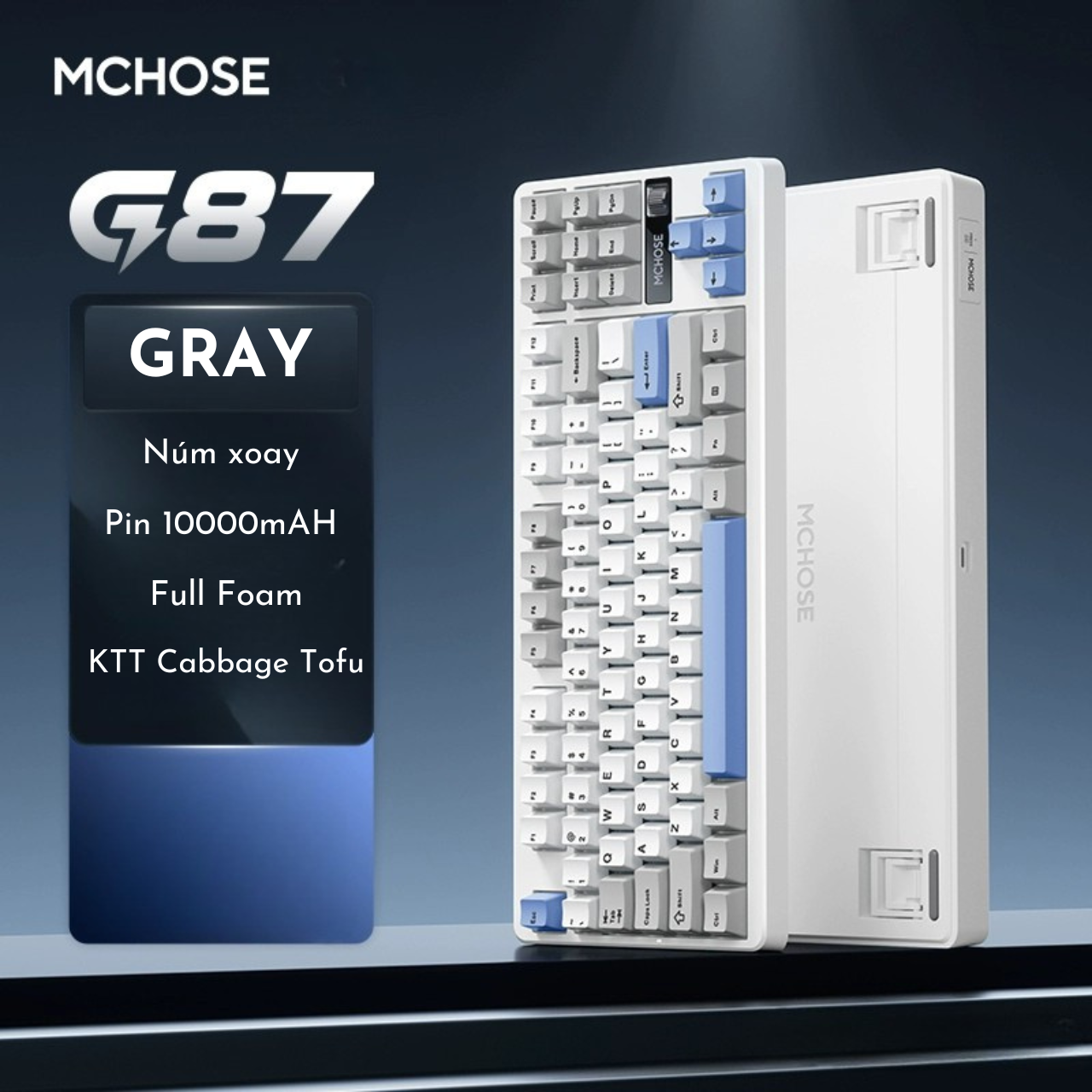 Bàn phím cơ Mchose G87 - TKL núm xoay cực đẹp | Kicap