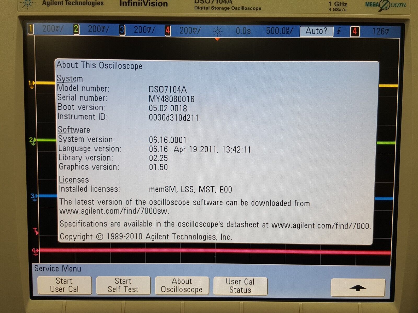 Máy hiện sóng Oscilloscope Agilent_DSO7104A Nubicom