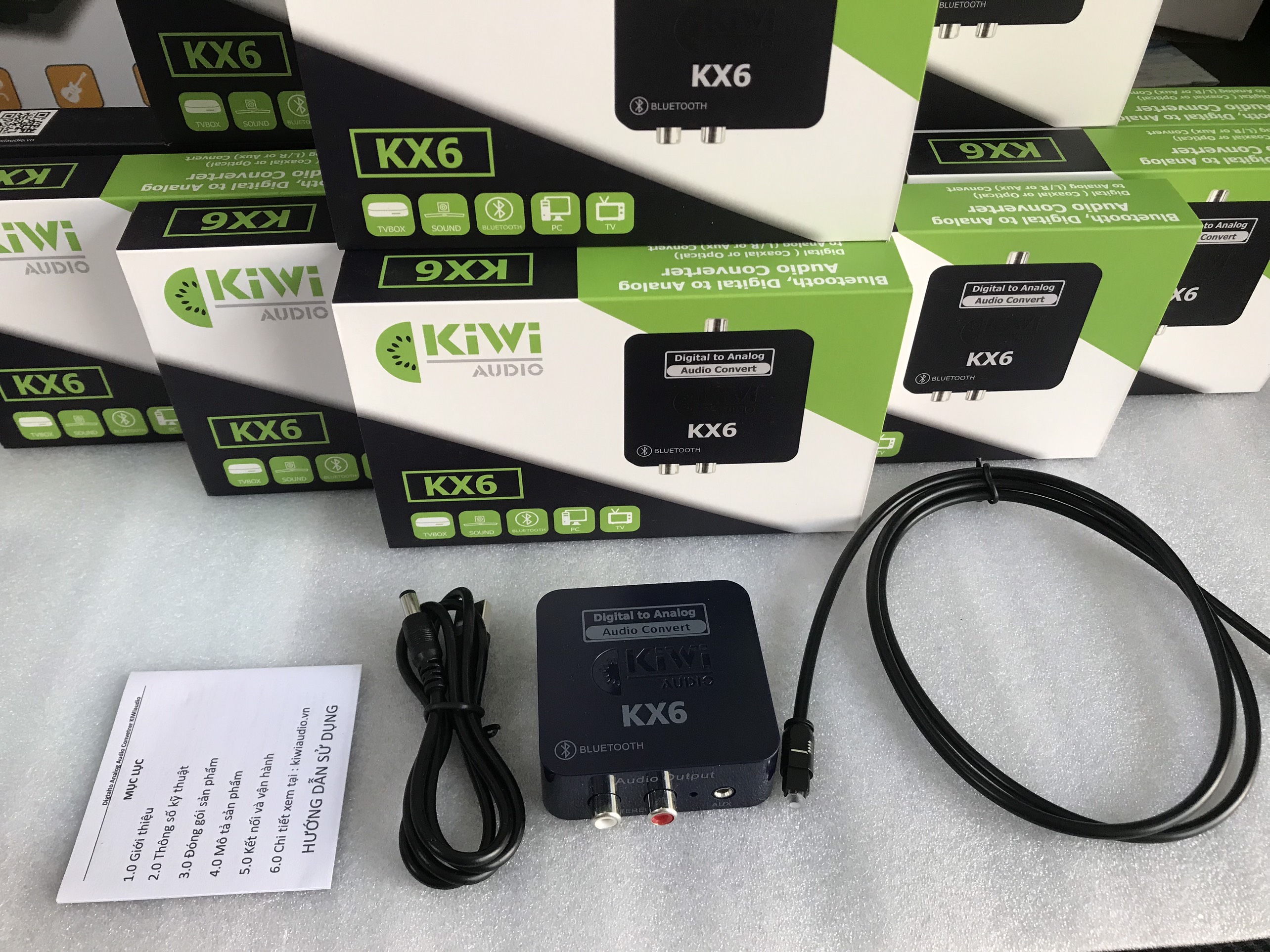 Bộ chuyển đổi âm thanh hỗ trợ bluetooth kiwi KX6, bộ giải mã tín hiệu âm thanh từ tivi xuống dàn ...