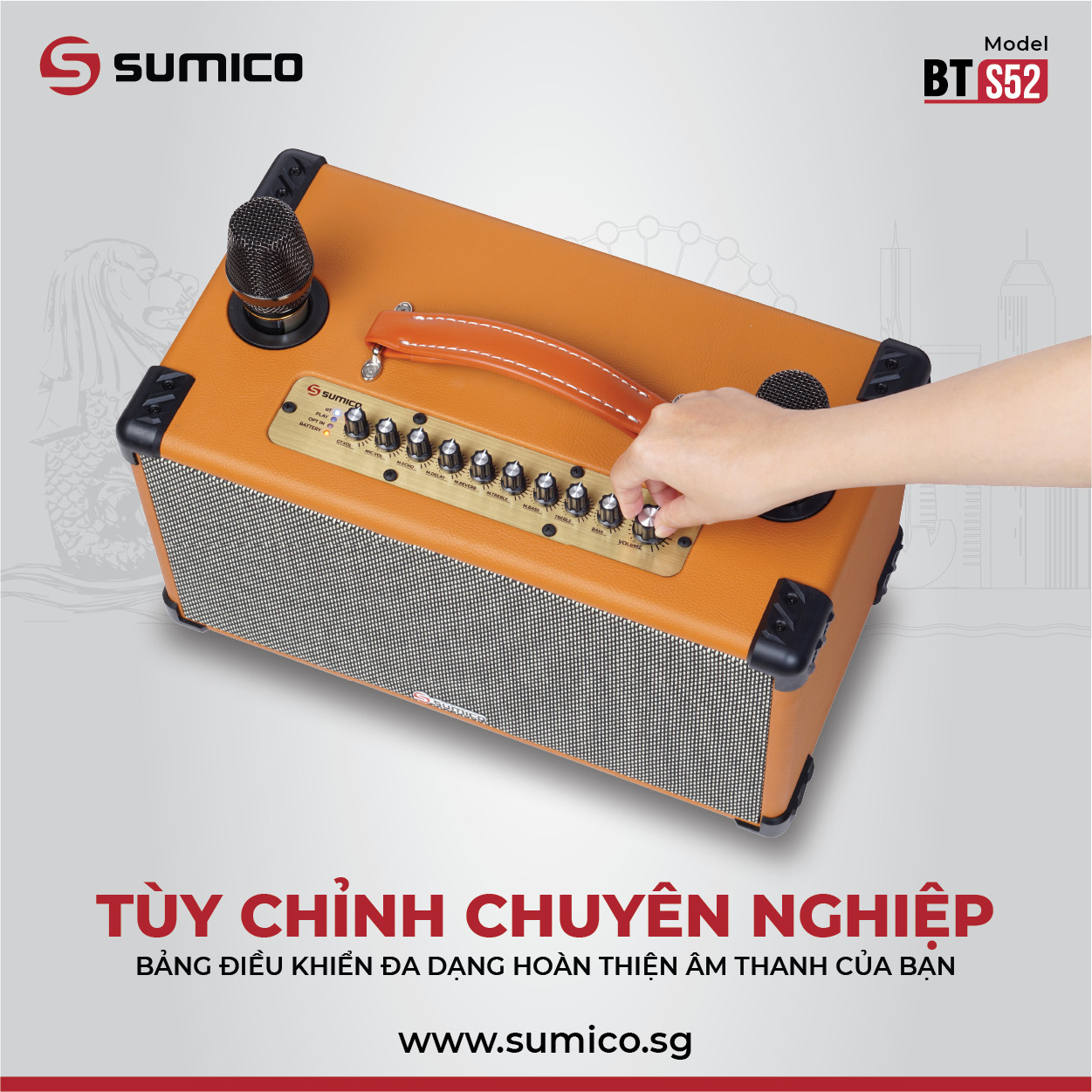 Loa di động Sumico BT S52, loa karaoke xách tay công suất 100W | BAS ...