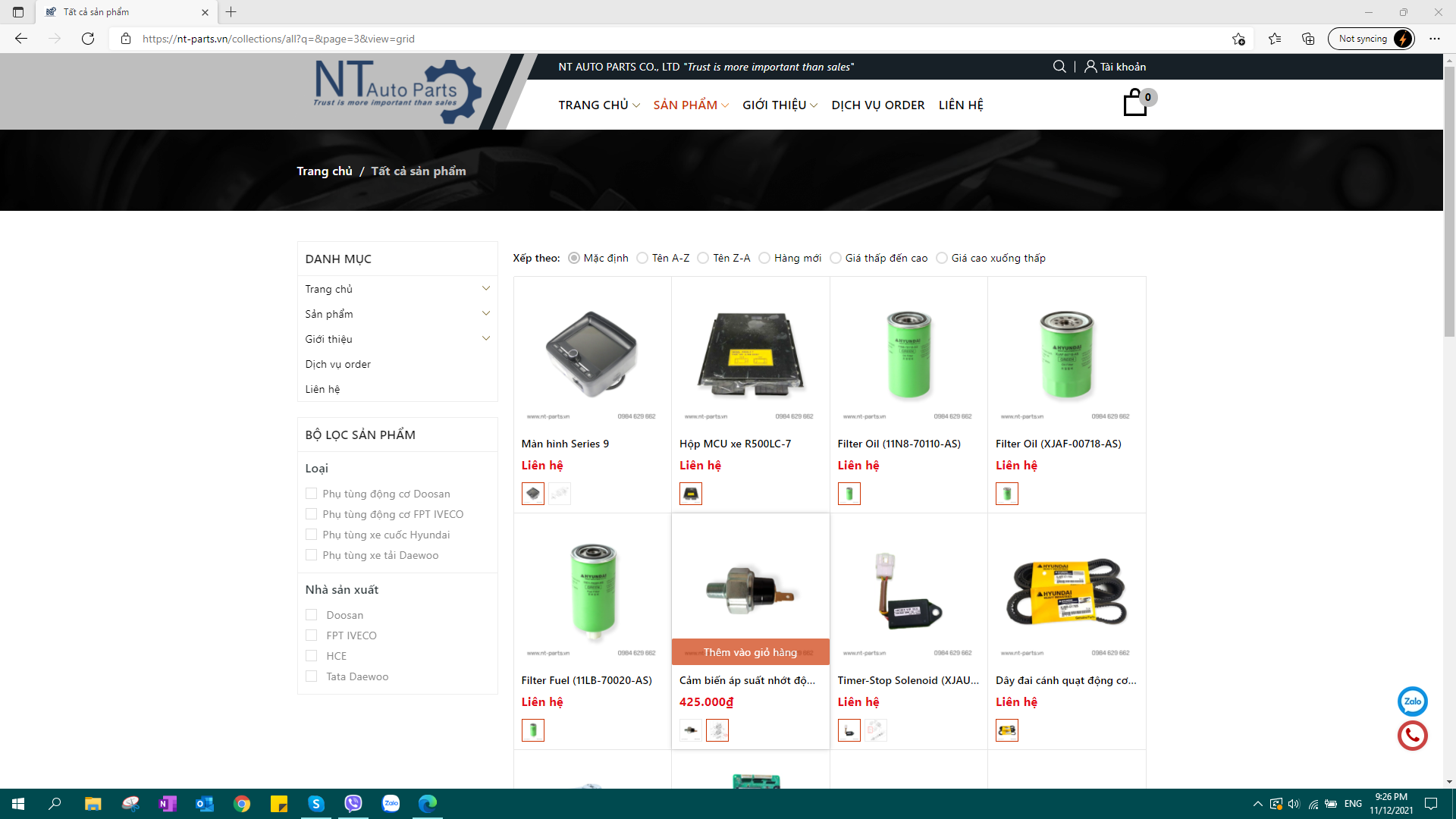 Hướng dẫn mua hàng tại website: nt-parts.vn