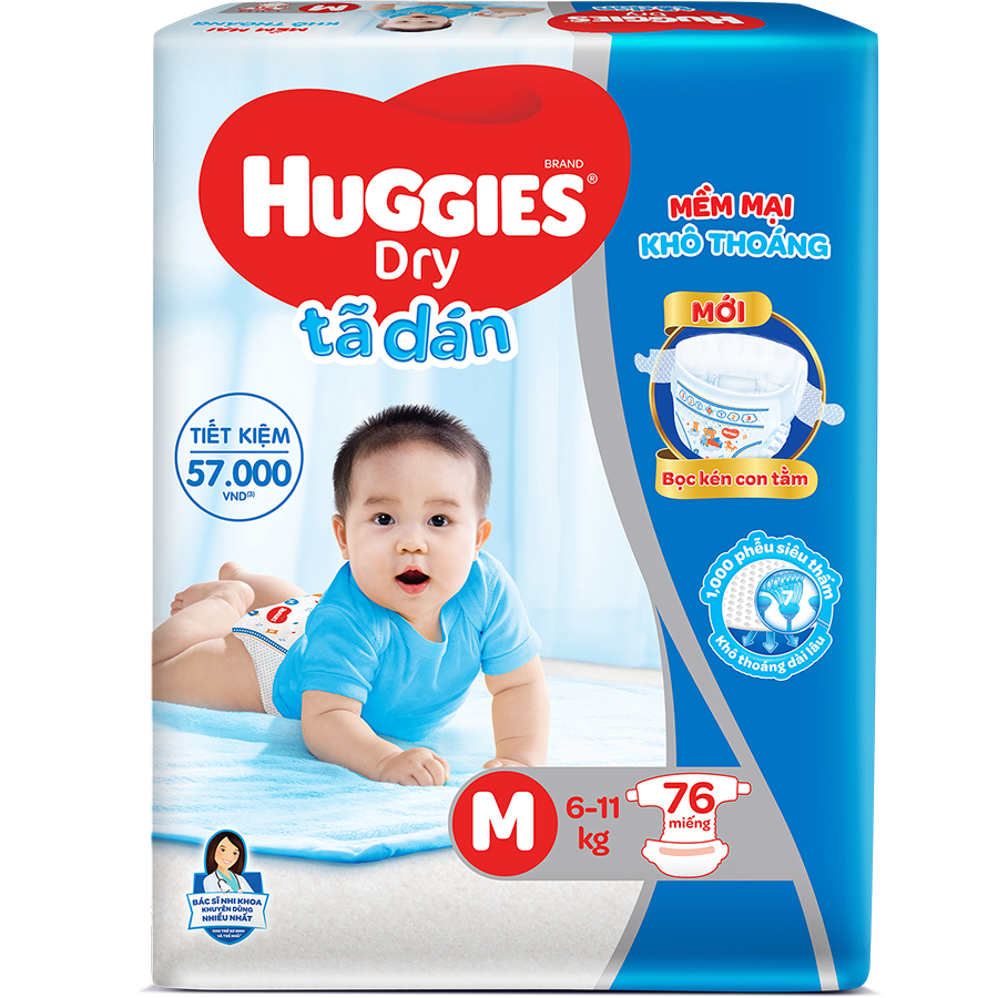 Tã dán Huggies Dry size M 76 miếng (6-11kg) Siêu thị Mini Mart House
