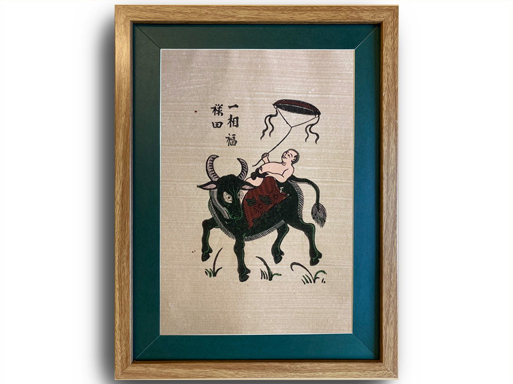 Tranh Đông Hồ Chăn Trâu Thả Diều Khung Kính 30cm x 40cm | Tranh Dân ...