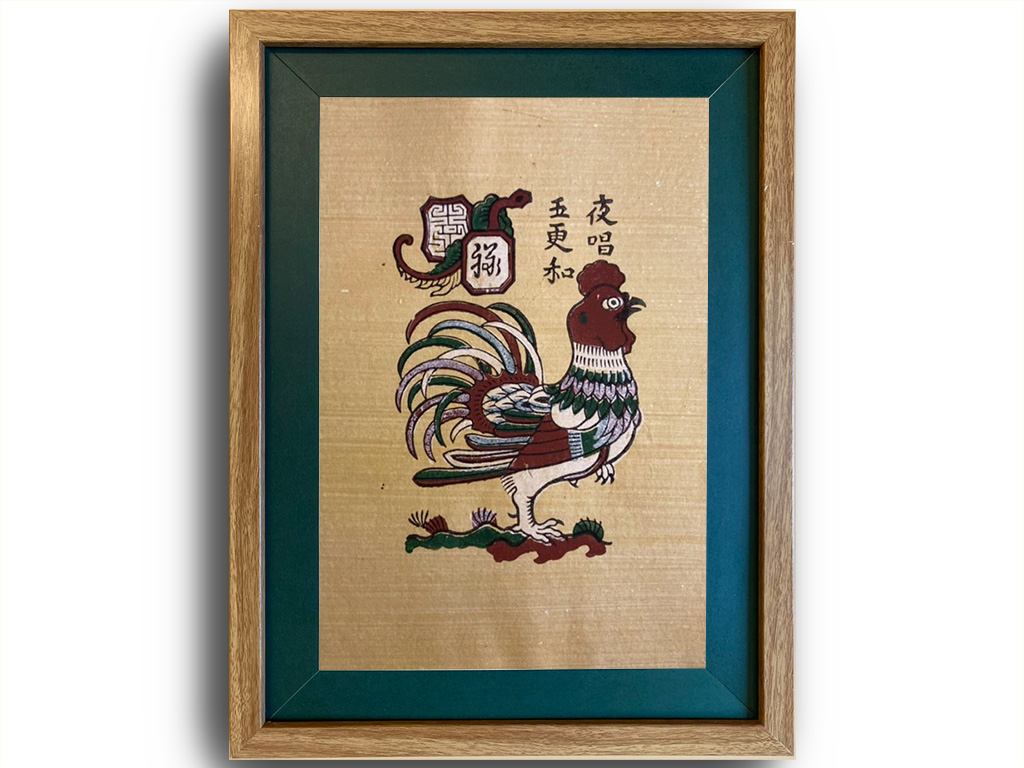 Tranh Đông Hồ Gà Dạ Xướng Khung Kính 30cm x 40cm | Tranh Dân Gian Đông Hồ