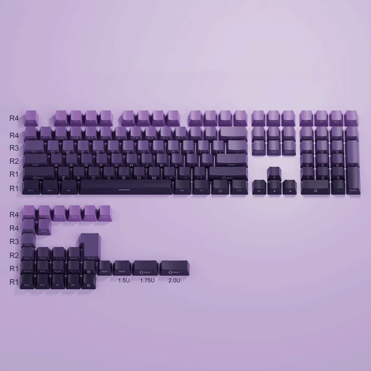 [In-stock] Keycap OEM PBT Ninja Gradient Xuyên led - Tím Đậm