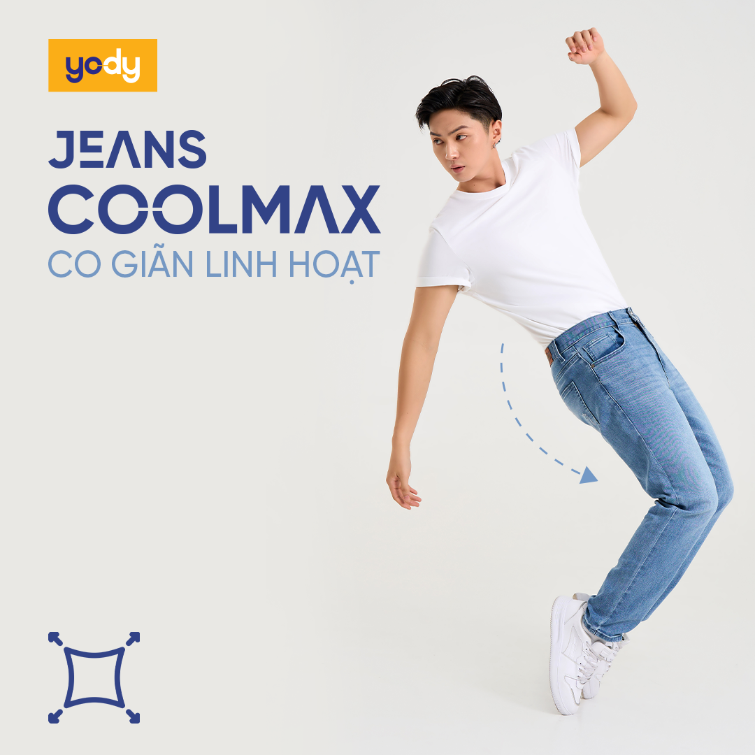 Quần Jeans Nam Slim Fit Ống Côn Coolmax | YODY