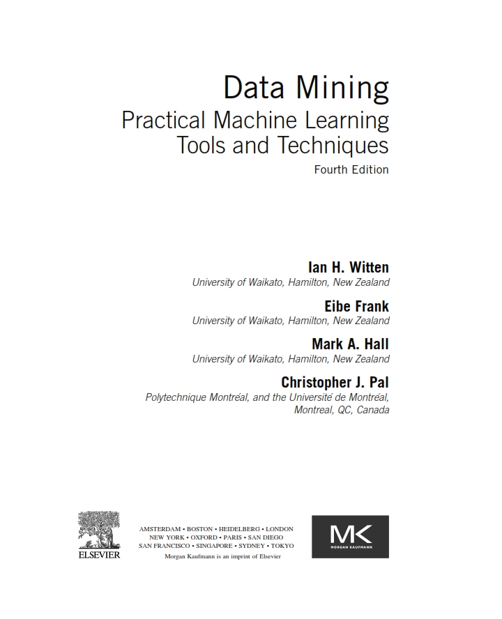 Data Mining Practical Machine Learning Tools and Techniques 4th Edition