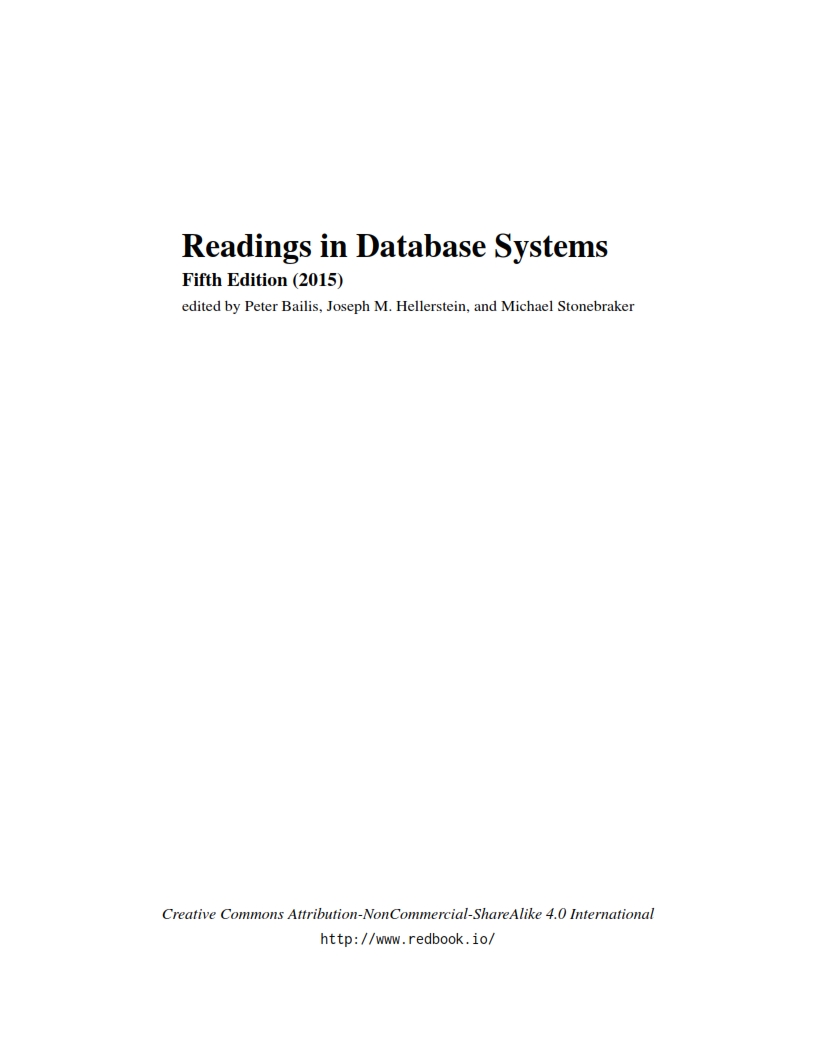 Readings In Database Systems 5th Edition